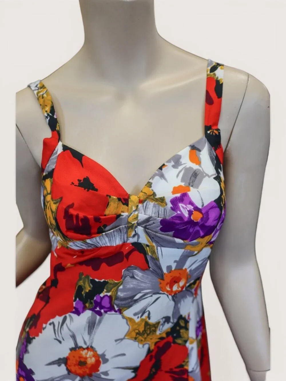 Vintage | Dresses | Vintage 97s Floral Sundress Bold Poppy Print Midi ...